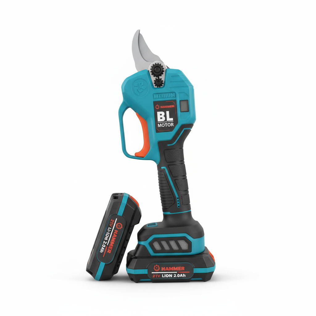 Secator electric Li-Ion HAMMER HSEC-21V, 21V, 2x2Ah, 18000 rpm, tăiere ...